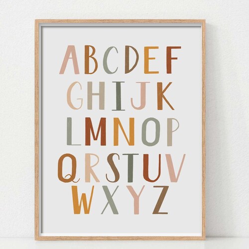 Neutral Alphabet Poster Printable Wall Art Nursery Decor - Etsy