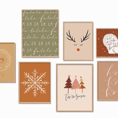 Christmas Set of 7 Prints Gallery Wall Art Christmas | Etsy