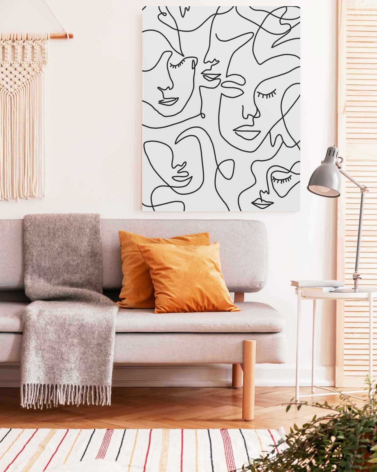 Face Art Line Drawing PRINTABLE Wall Decor, Abstract Face Line Drawing ...