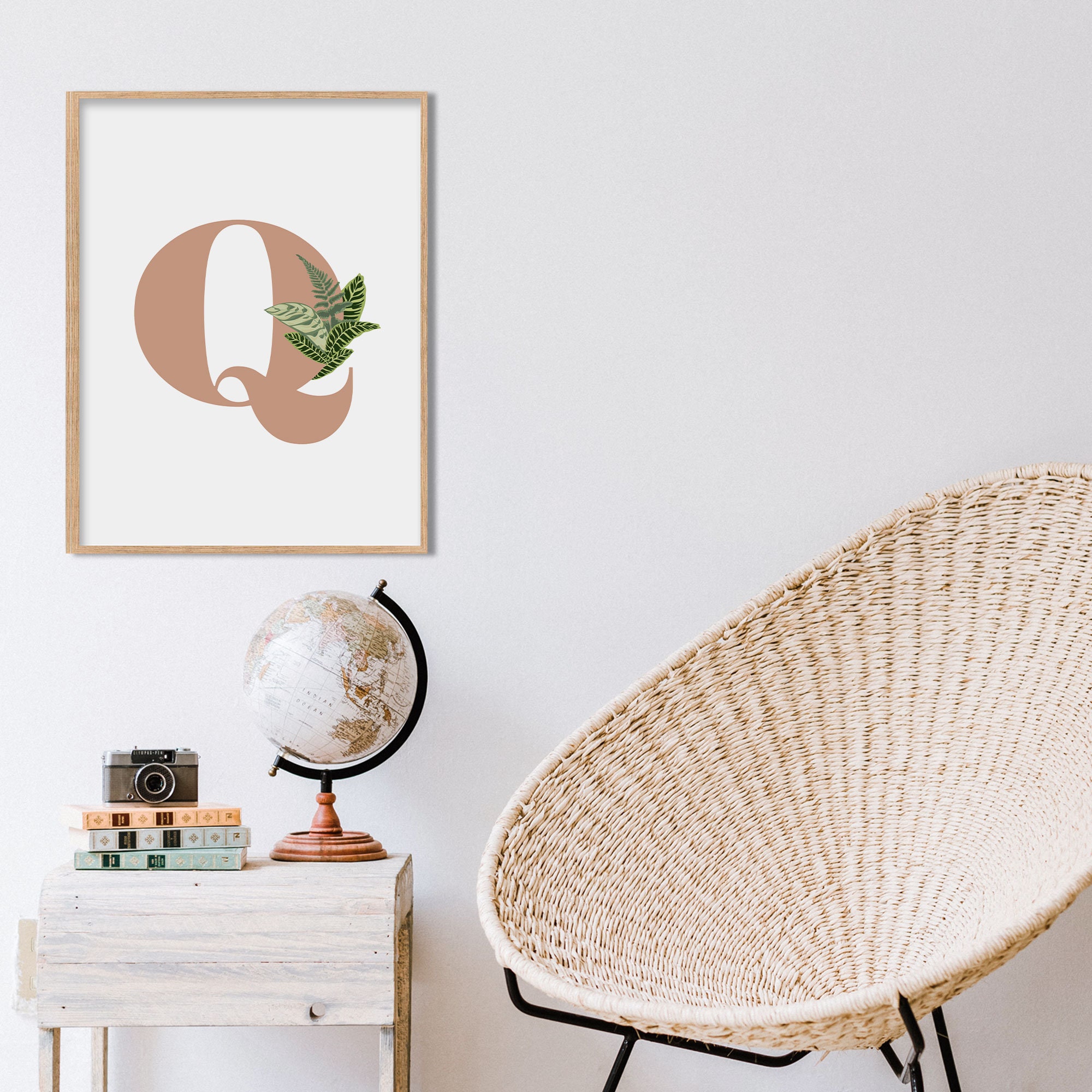 Alphabet Initial Art Print Custom Alphabet Print Botanical | Etsy