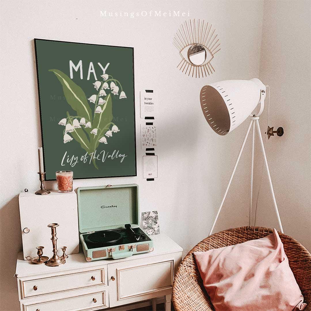 May Birth Month Flower Wall Art, Lily of the Valley Botanical Print for ...