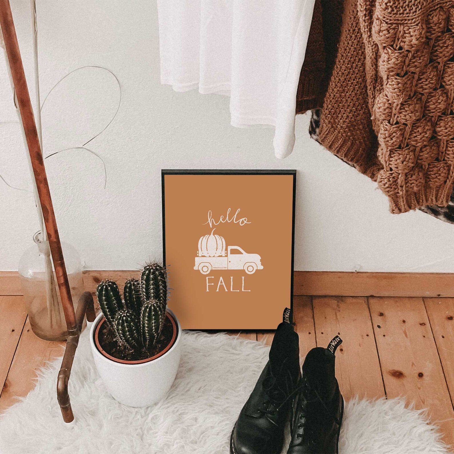 Autumn Art Hello Fall Print Printable Wall Art Autumn Wall - Etsy