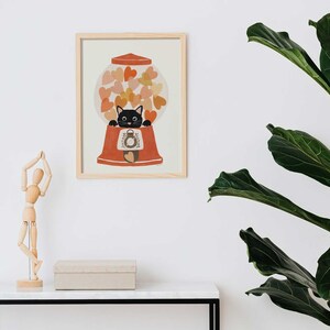 Cat in Candy Machine Art, Black Cat Print, Nursery Wall Art, Printable ...