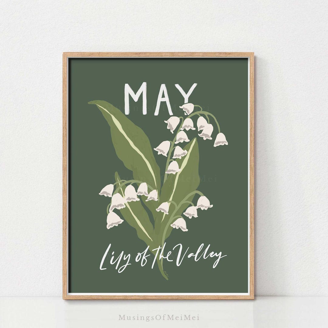 May Birth Month Flower Wall Art, Lily of the Valley Botanical Print for ...