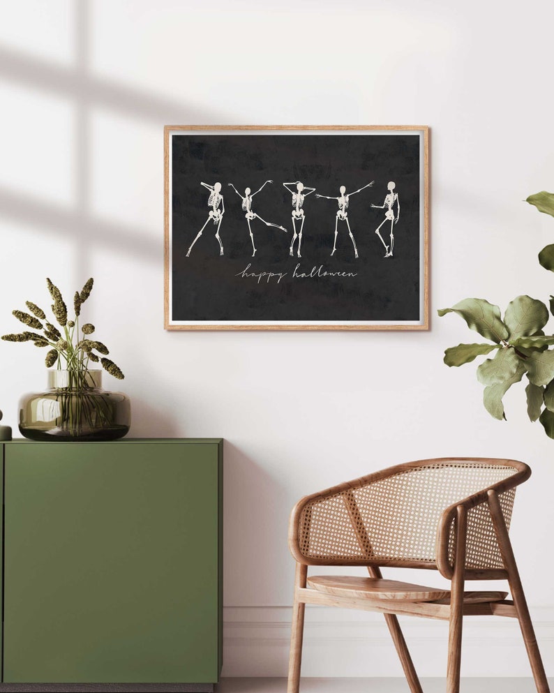 Halloween Printable Art Dancing Skull Print Halloween Wall - Etsy