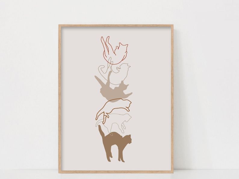 Cat Art, Falling Cat Postures Poster, Printable Cat Art, Cat Lover Gift ...