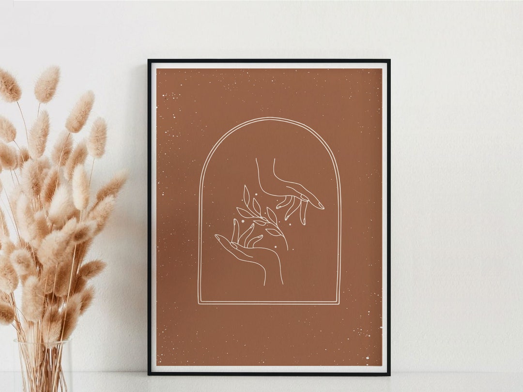 Printable Hand Line Art, Botanical Print, Boho Printable Line Art ...