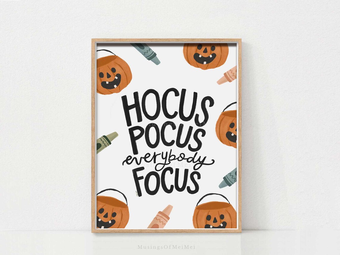 Hocus Pocus Printable Wall Art, Halloween Classroom Wall Art, Kids Room ...