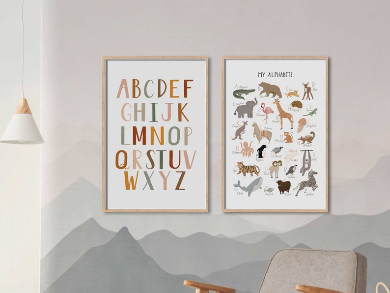 Animal Alphabet Poster Printable Wall Art ABC Poster | Etsy