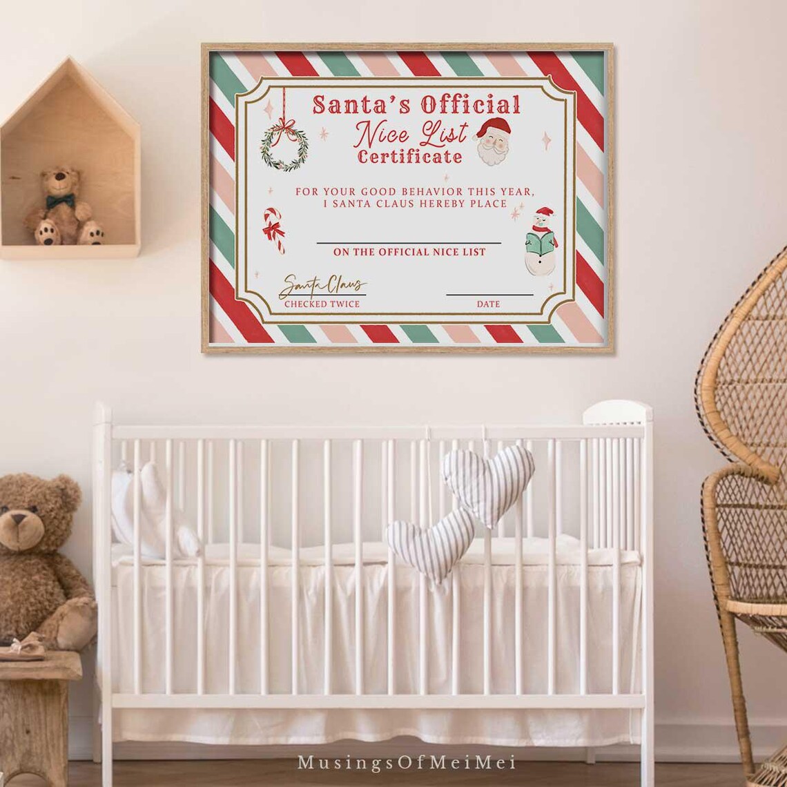 Santa's Official Nice List Certificate Printable, Christmas Reward ...