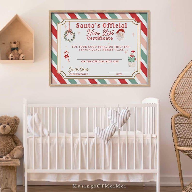 Santa's Official Nice List Certificate Printable, Christmas Reward ...