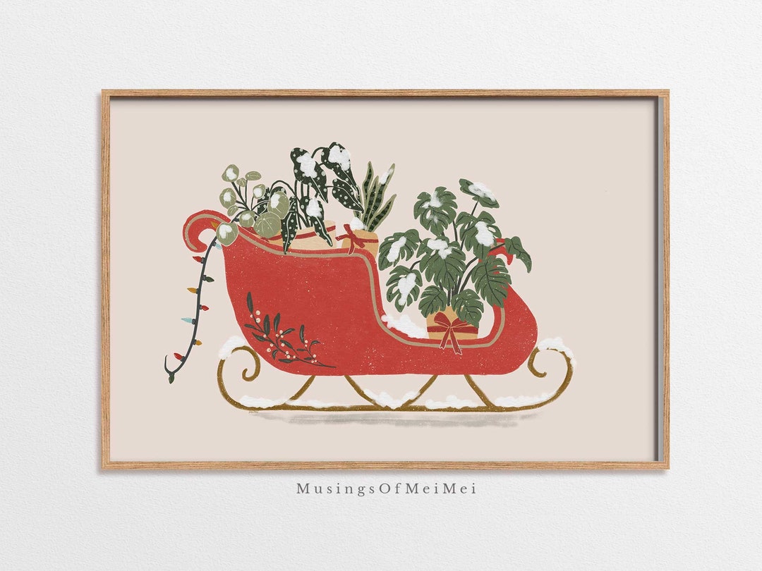 Christmas Wall Art, Botanical Christmas Print, Winter Wall Art Print ...