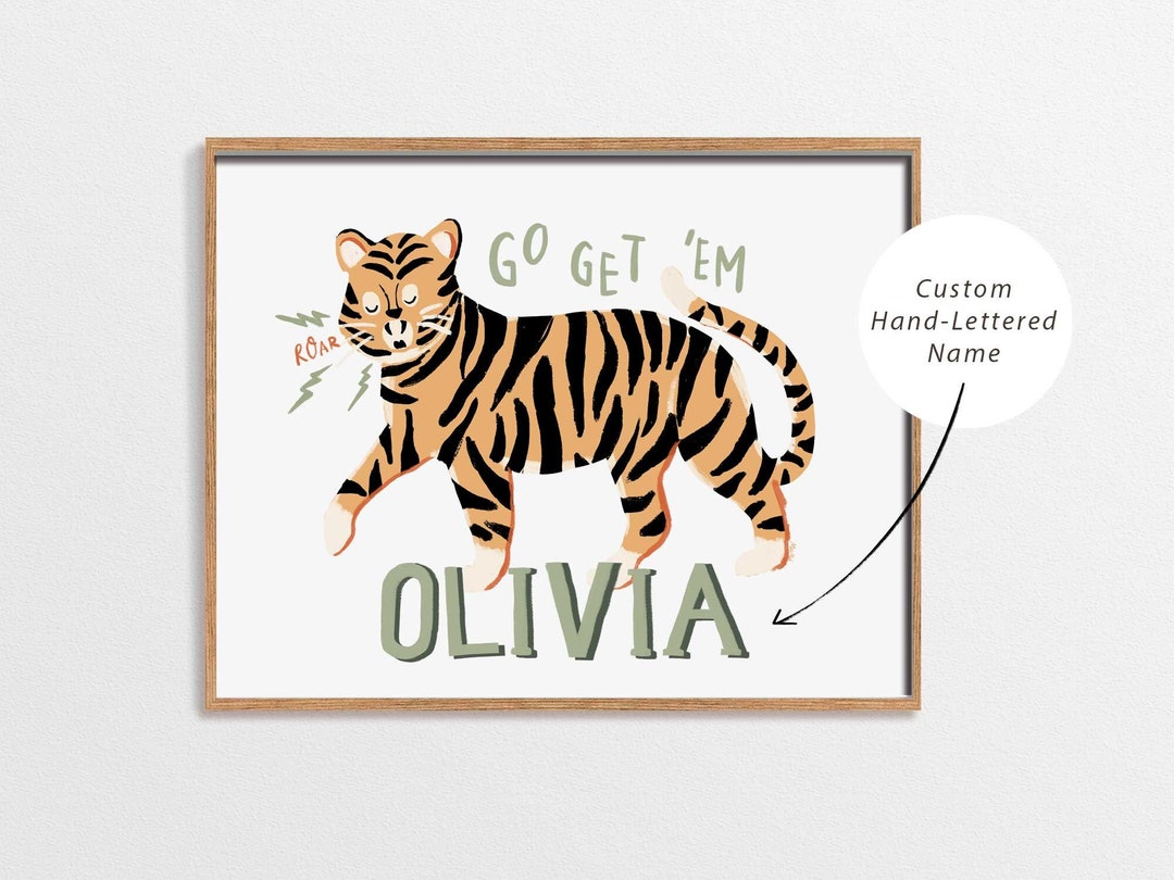 Personalized Name Print for Kids Room Decor, Safari Animal Nursery ...