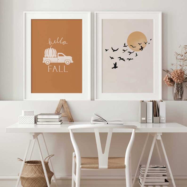 Autumn Art Hello Fall Print Printable Wall Art Autumn Wall - Etsy