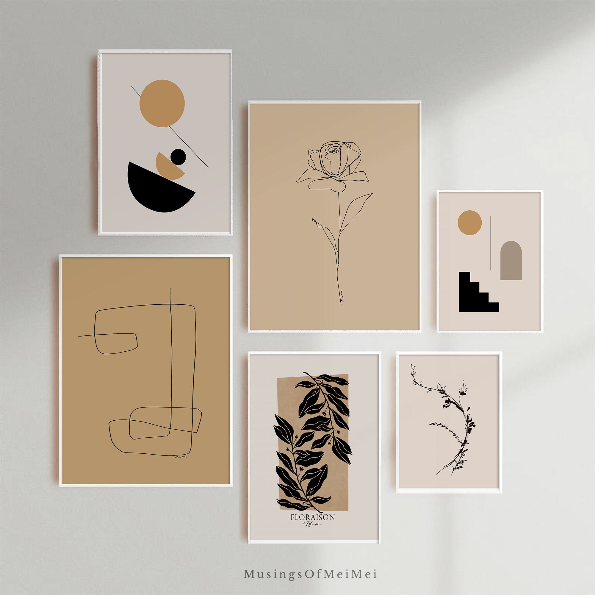 Neutral Gallery Wall Art Set of 10 Neutral Wall Art Abstract | Etsy