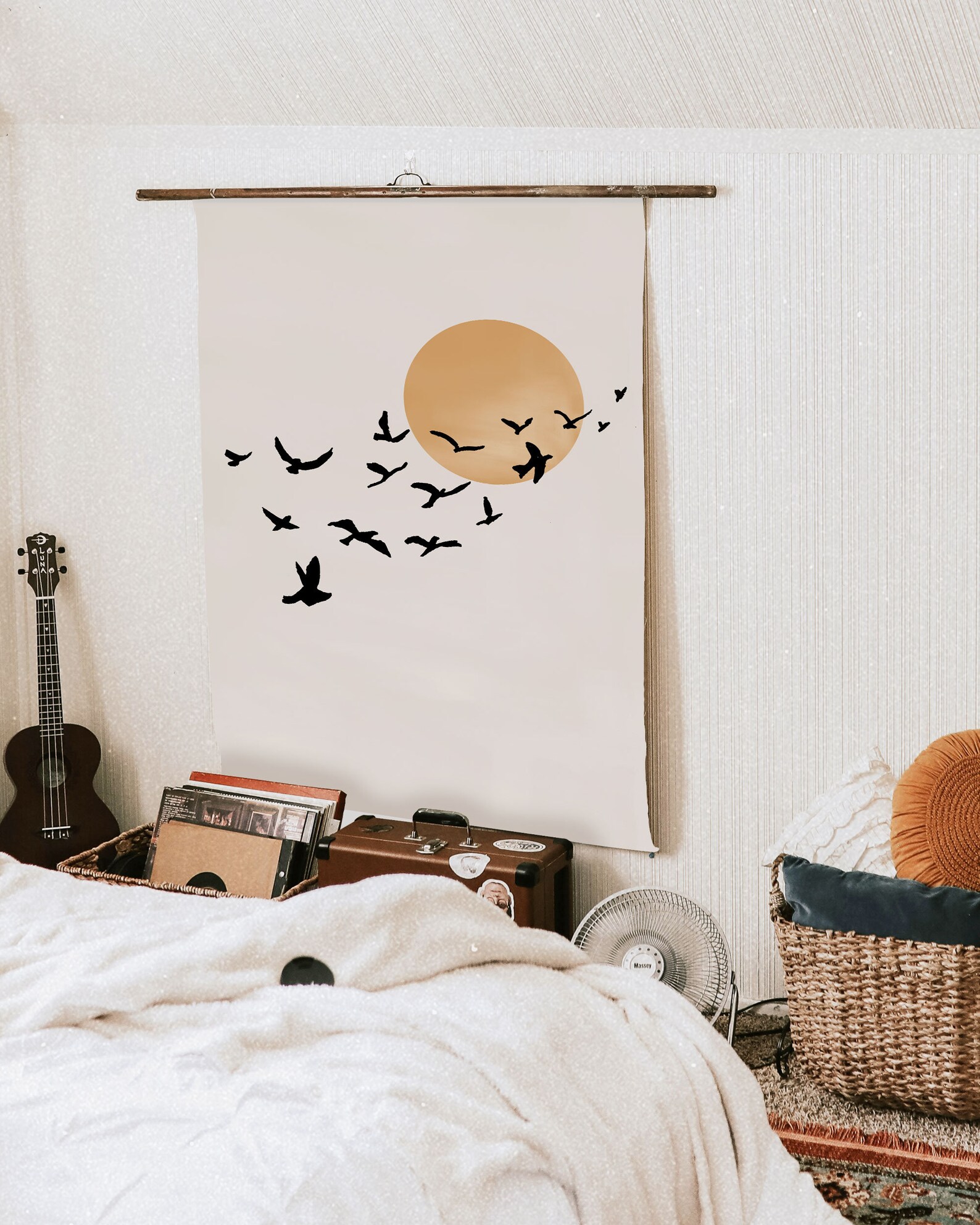 Sunset Print Flying Birds Poster Abstract Print Printable | Etsy