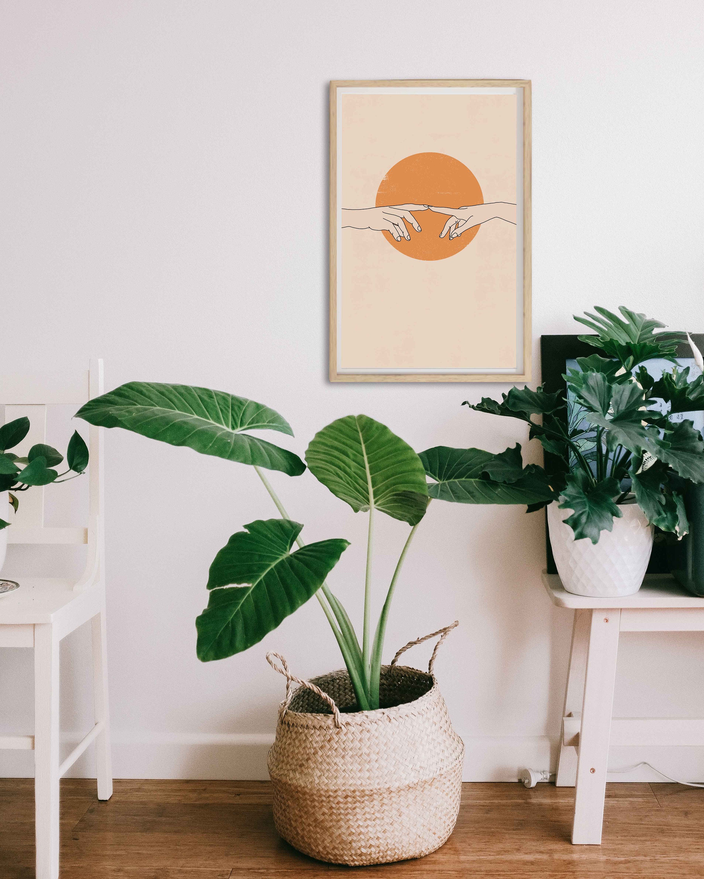 Retro Hands Wall Art, Mid Century Modern Wall Art, Boho Bedroom Decor ...