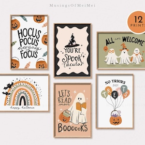 Halloween Printable Wall Art Bundle, Set of 12 Cute and Spooky ...