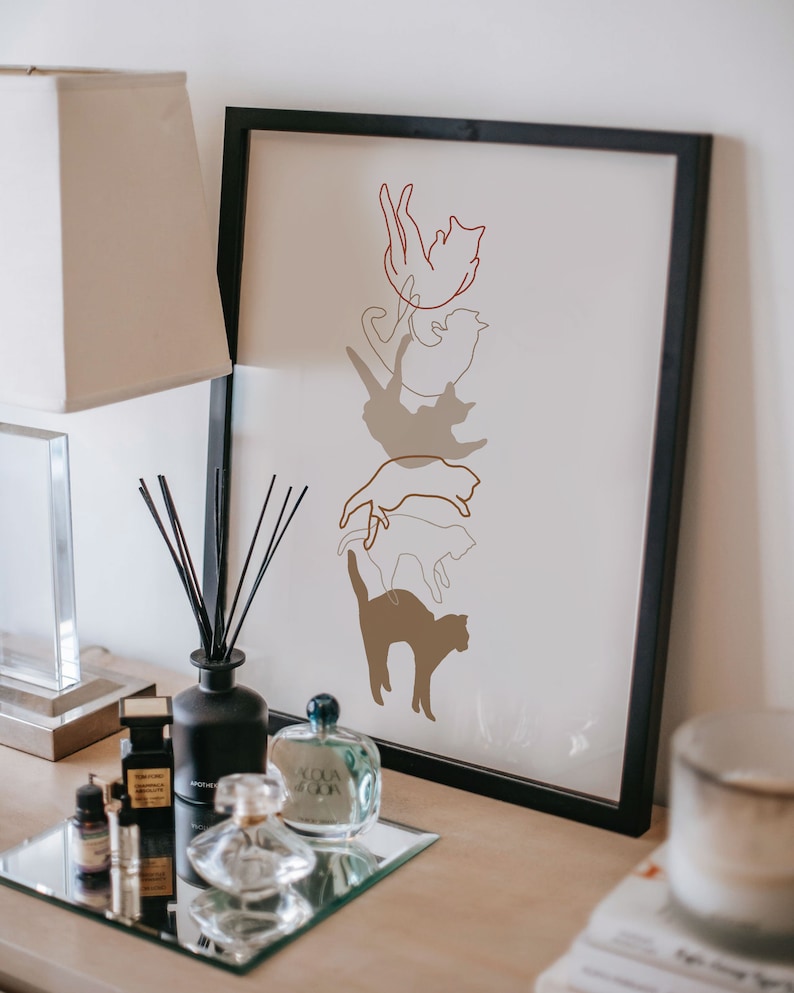 Cat Art, Falling Cat Postures Poster, Printable Cat Art, Cat Lover Gift ...