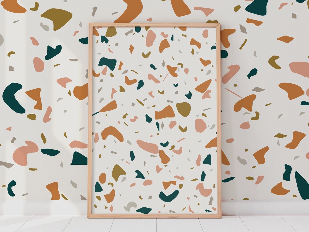 Abstract Terrazzo Print, Printable Wall Art, Boho Wall Decor, Earth ...