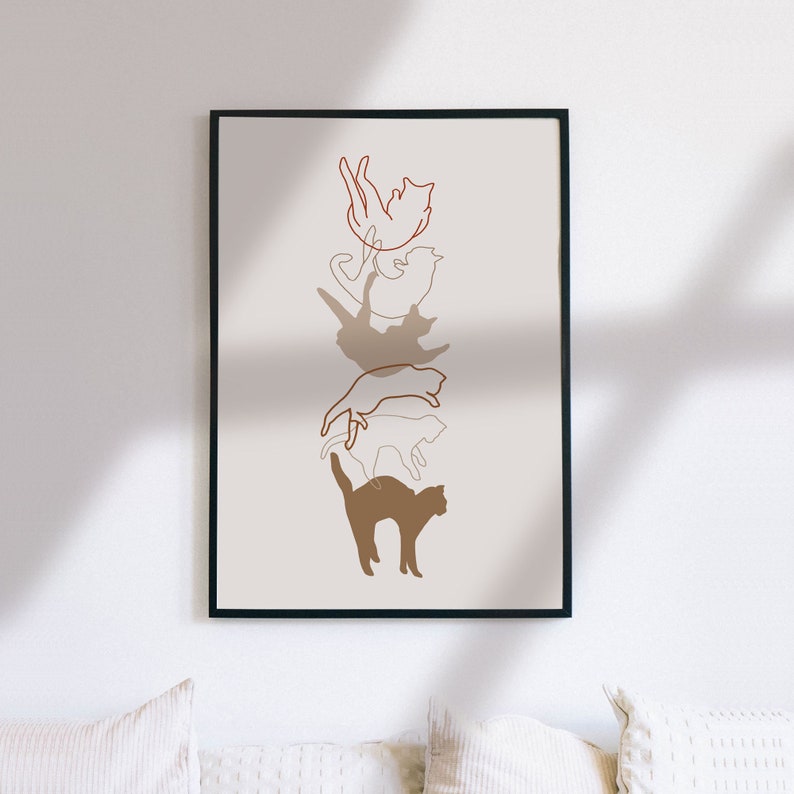 Cat Art Falling Cat Postures Poster Printable Cat Art Cat - Etsy