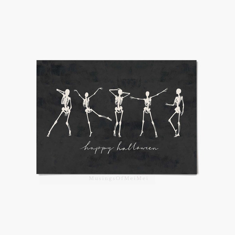 Halloween Printable Art Dancing Skull Print Halloween Wall - Etsy