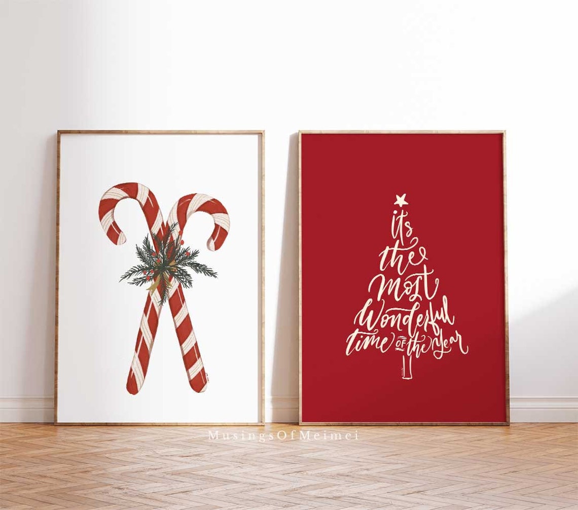 Christmas Gallery Wall Art Set of 16, Printable Wall Art, Holiday ...