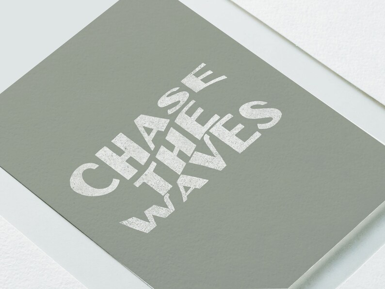 Beach Sayings Chase the Wave Quote Print Beach Themed Decor - Etsy