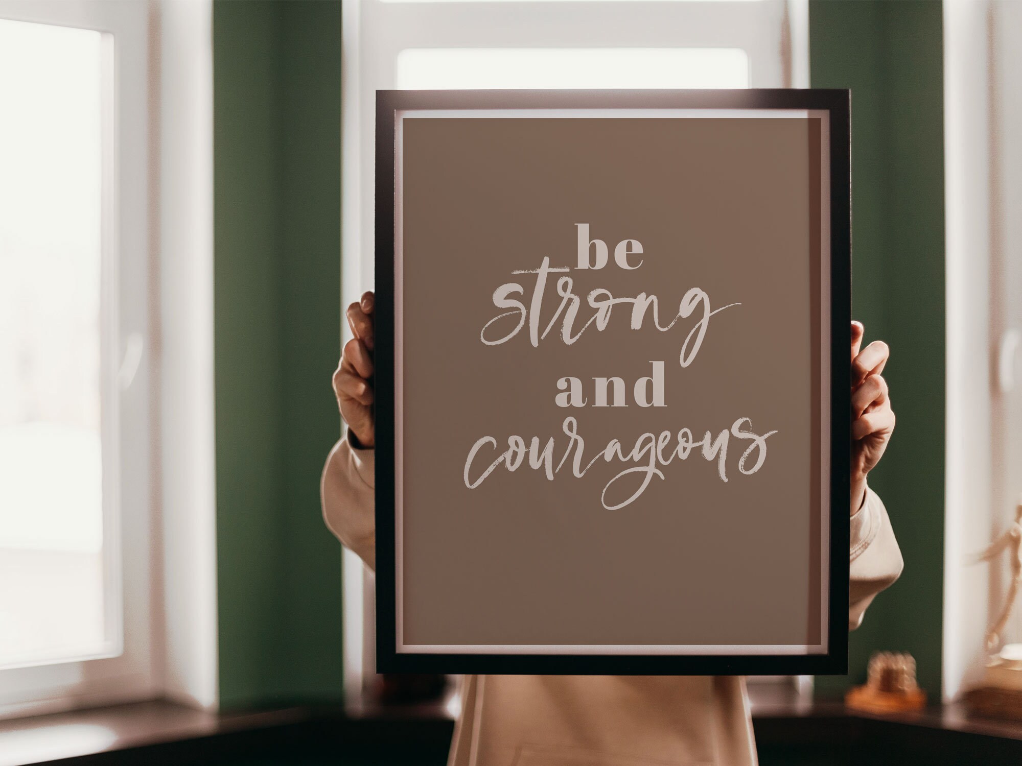 Be Strong and Courageous Bible Verse Wall Art, Inspirational Quote ...