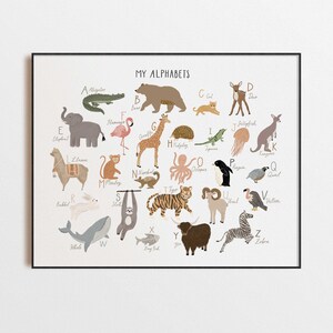 Animals Alphabets Poster, Printable Wall Art, Rainbow Kids Room Decor ...