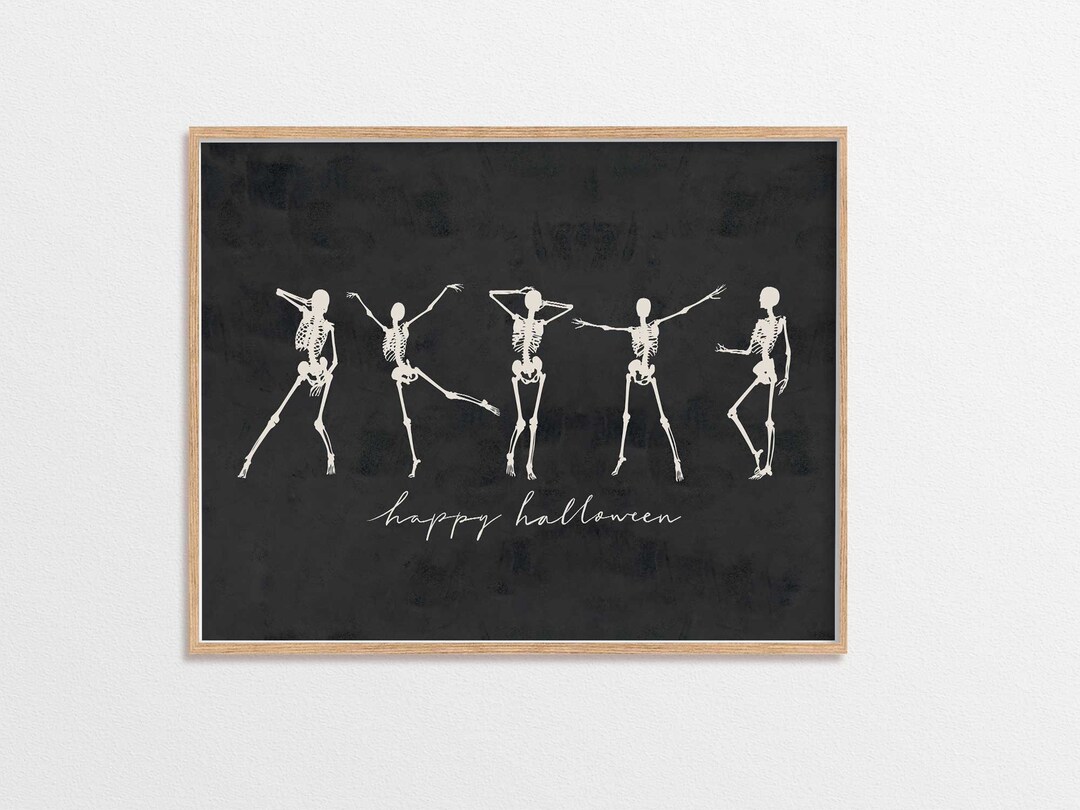 Halloween Printable Art, Dancing Skull Print, Halloween Wall Art ...