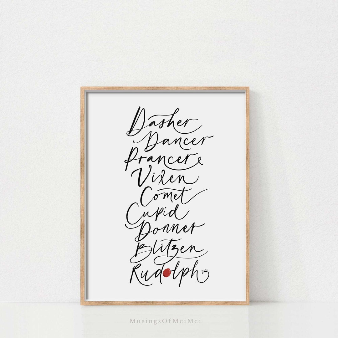 Reindeer Print, Printable Wall Art, Rudolph Wall Art, Winter Holiday ...