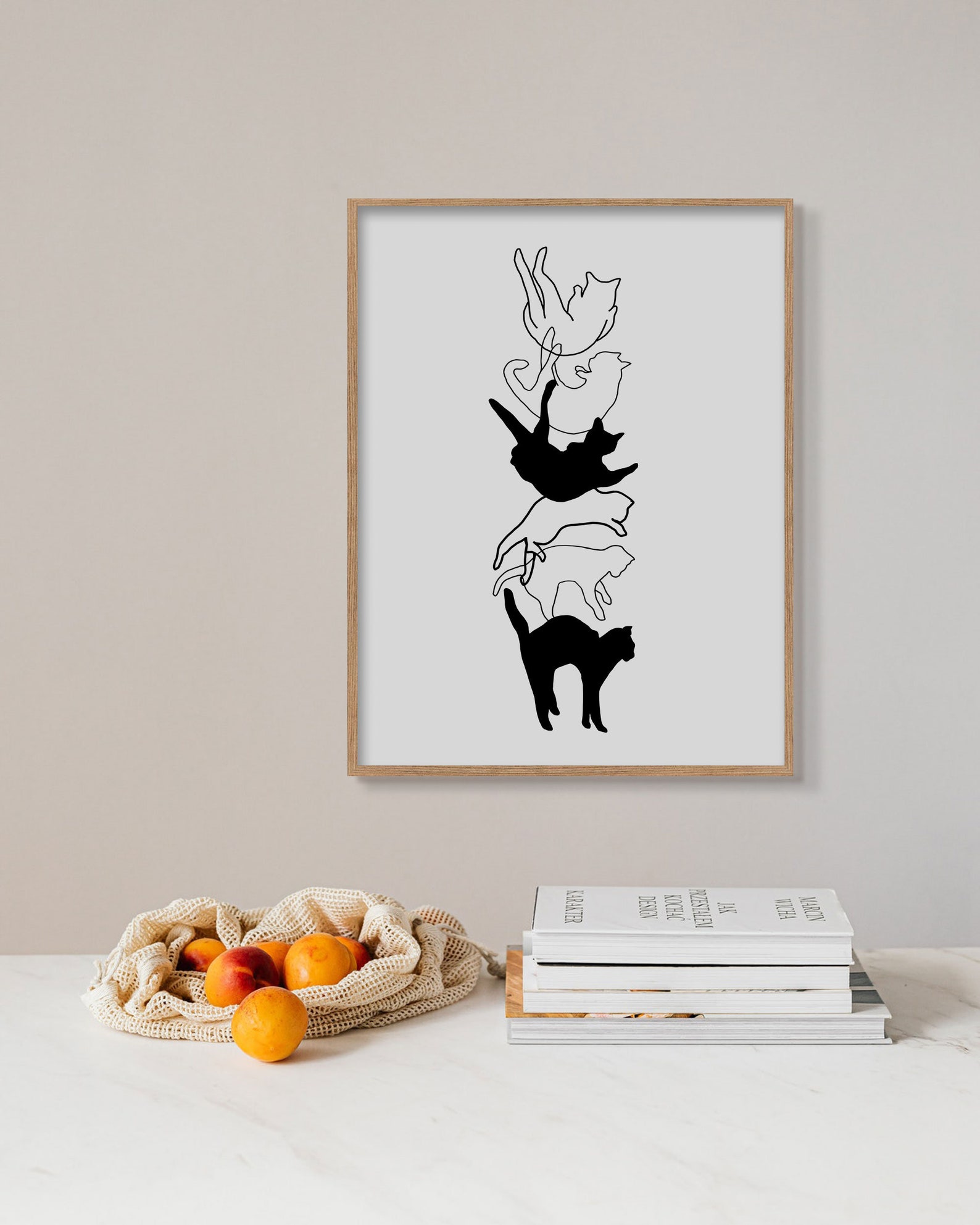 Cat Print, Falling Cat Poster, Black and White Printable Wall Art, Cat ...