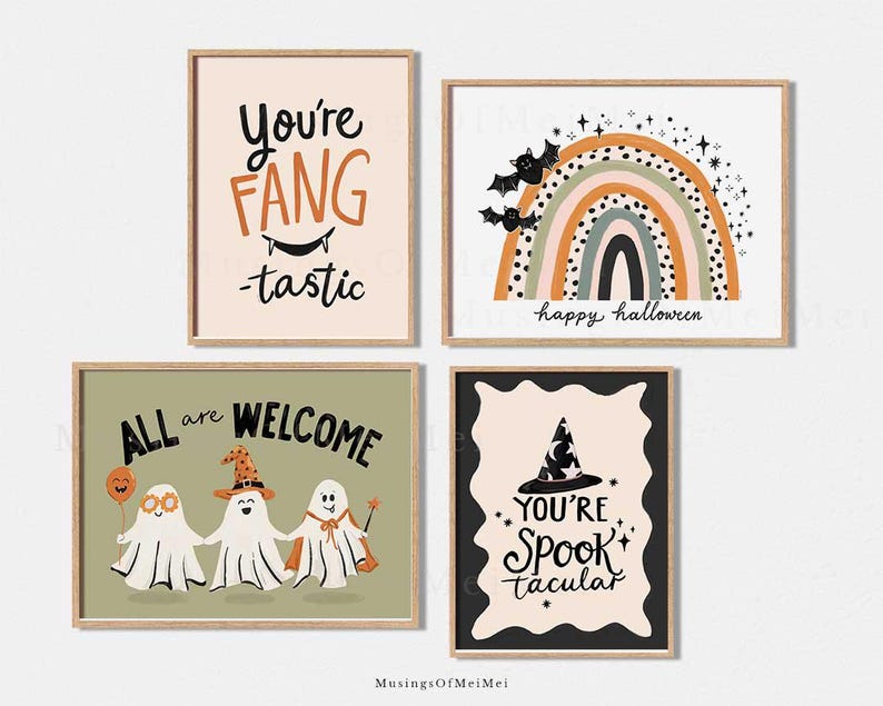 Halloween Classroom Decor Set, Kids Halloween Decor, Printable Wall Art ...