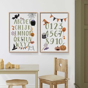 Halloween Alphabet and Numbers Printable Art, Halloween Wall Decor for ...