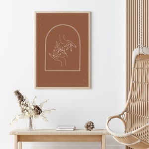 Printable Hand Line Art, Botanical Print, Boho Printable Line Art ...