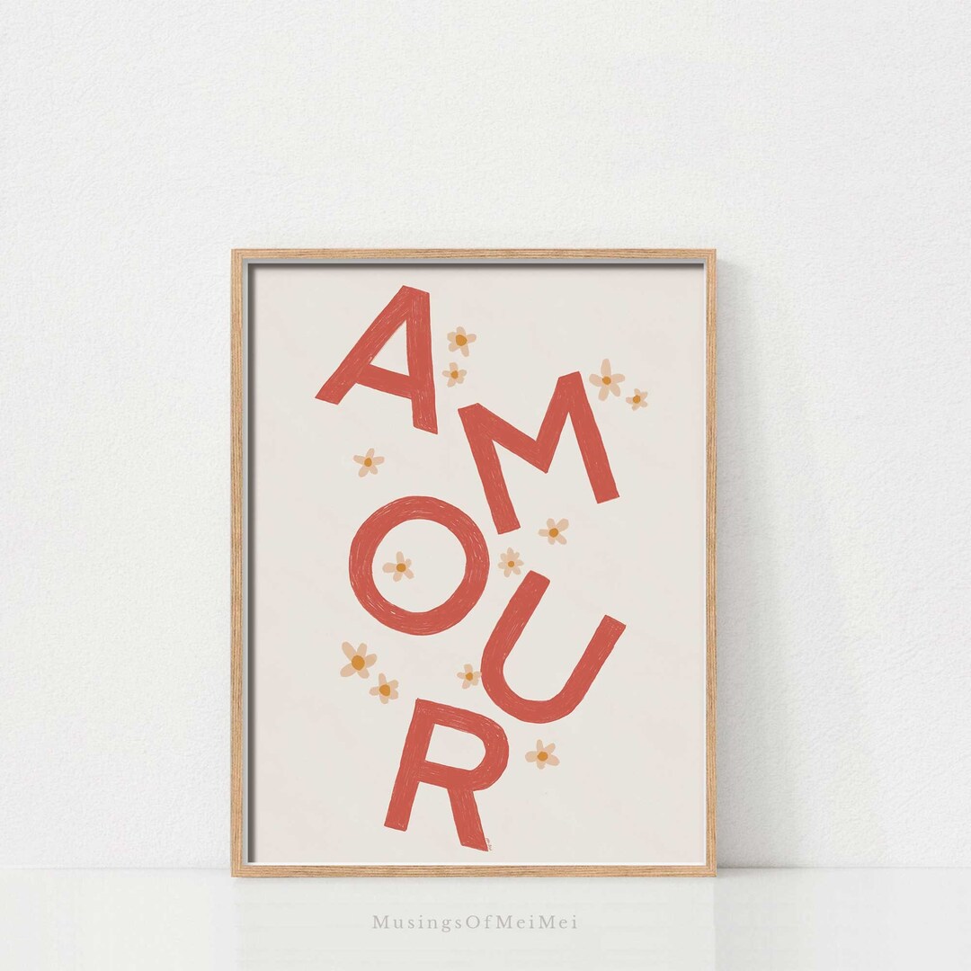 Amour Printable Wall Art, French Love Quote Art Print, Romantic Home ...