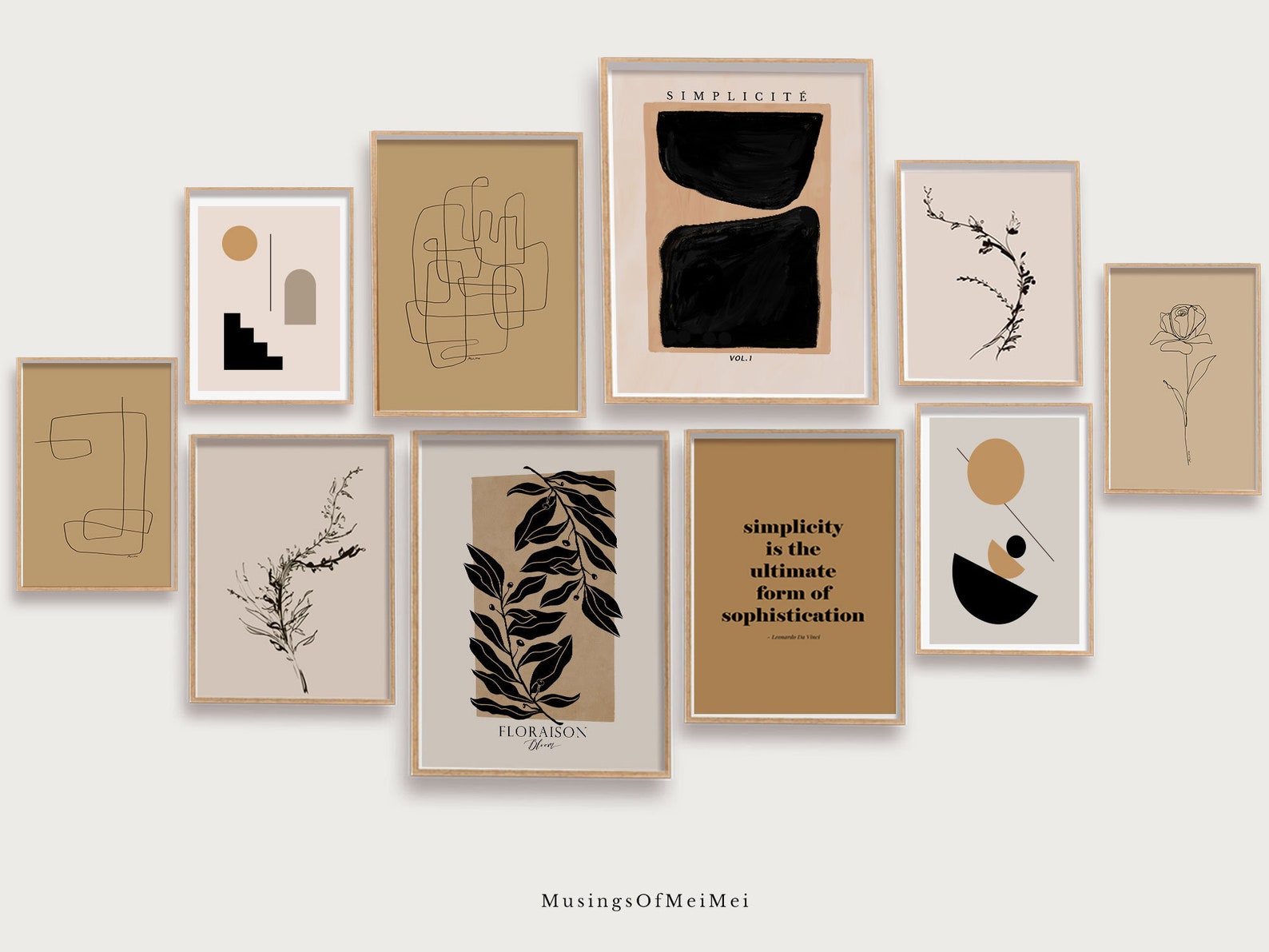 Neutral Gallery Wall Art Set of 10 Neutral Wall Art Abstract | Etsy