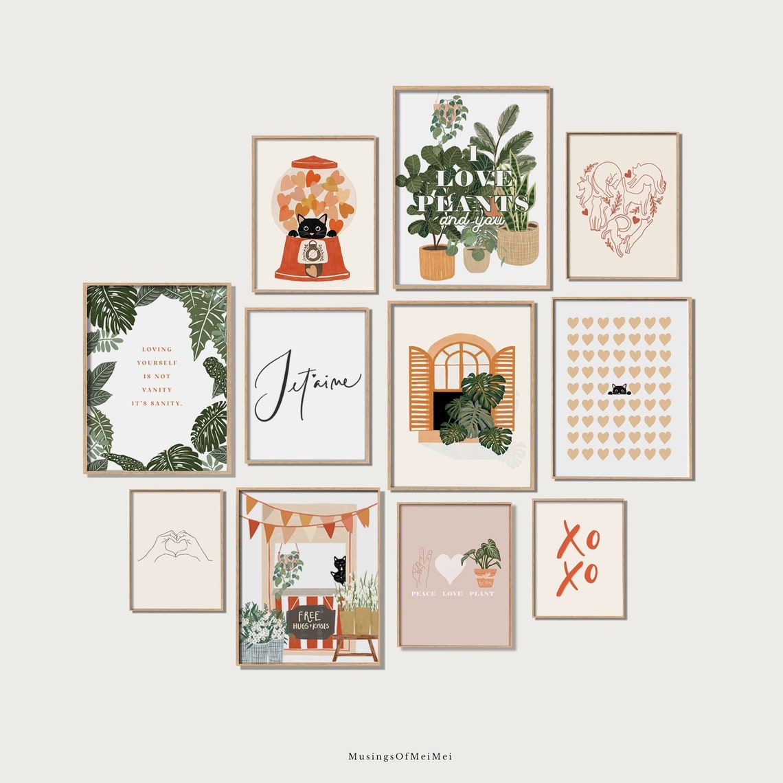 Valentines Day Gallery Wall Set of 11 Valentines Day - Etsy