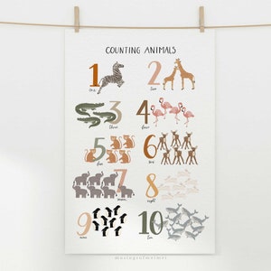 Animal Alphabet and Numbers Posters, Set of 2, Printable Wall Art, Boho ...