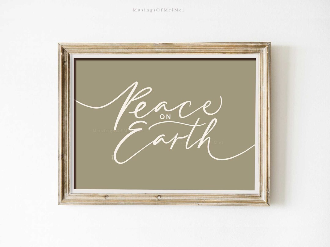 Peace on Earth Printable Christmas Wall Art, Minimalist Holiday Decor ...