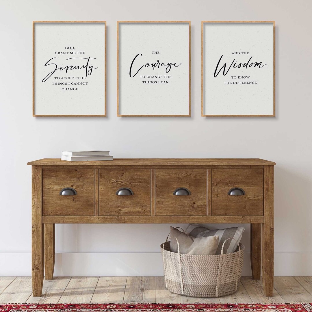 Serenity Prayer Wall Art, Gallery Wall Set of 3, Scripture Quote ...
