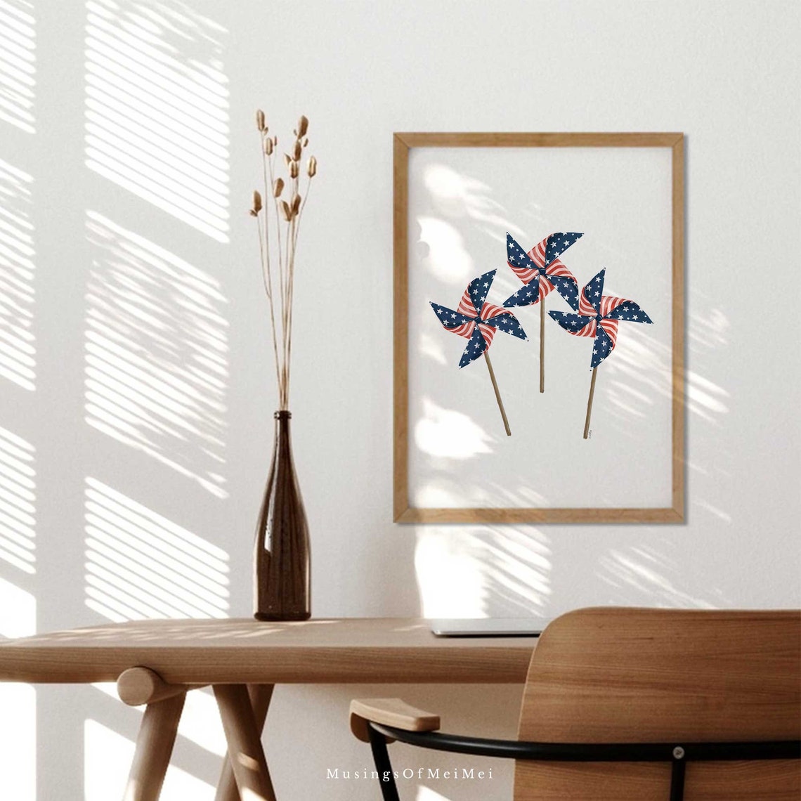 Watercolor Pinwheel Art Print 4th of July Printable | Etsy