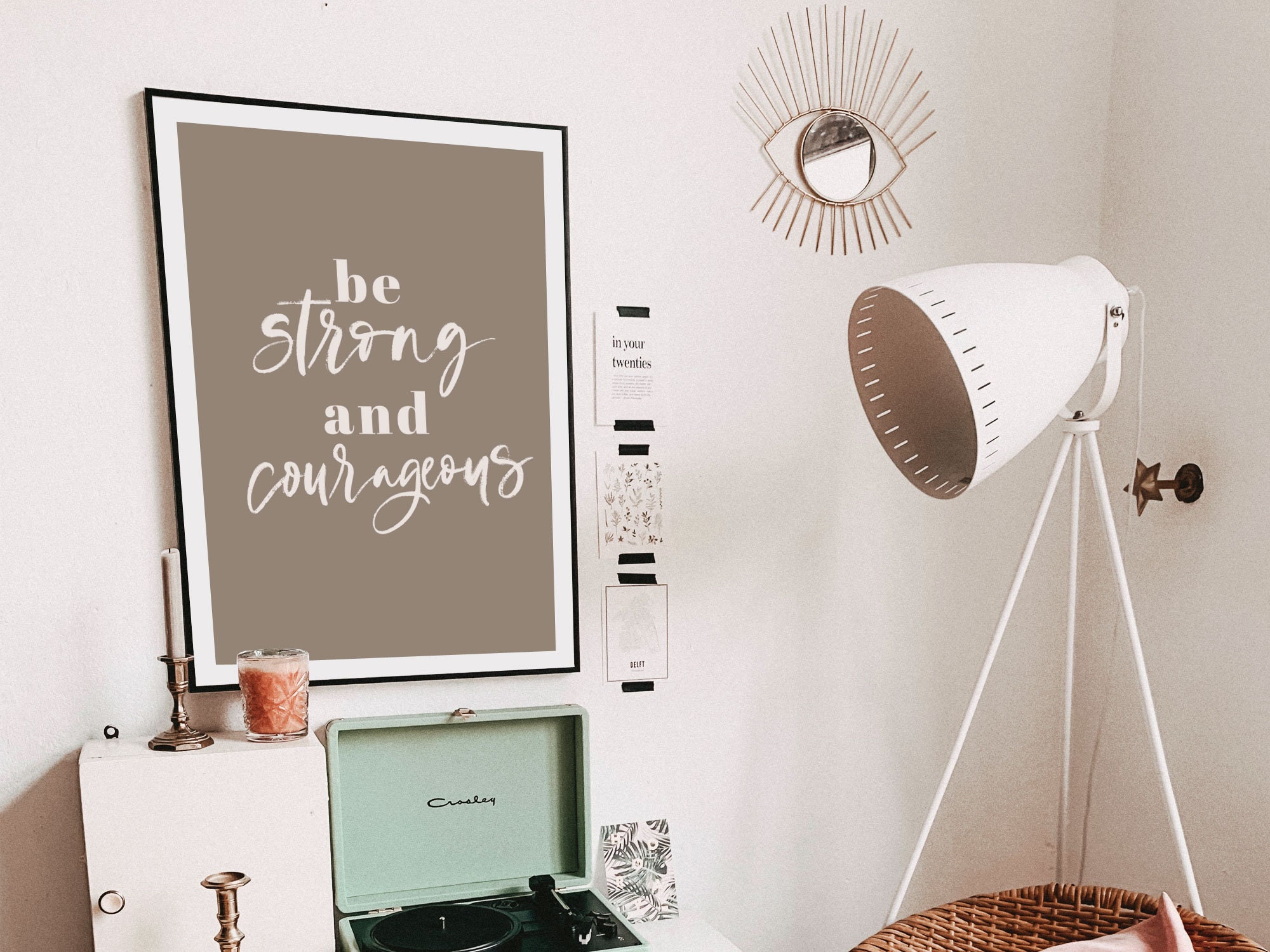 Be Strong and Courageous Bible Verse Wall Art Inspirational | Etsy