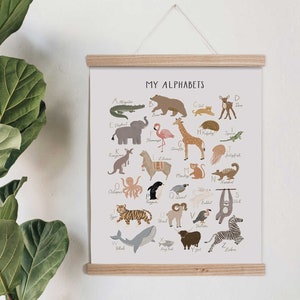 Animal Alphabet Poster, Printable Wall Art, ABC Poster, Rainbow Kids ...