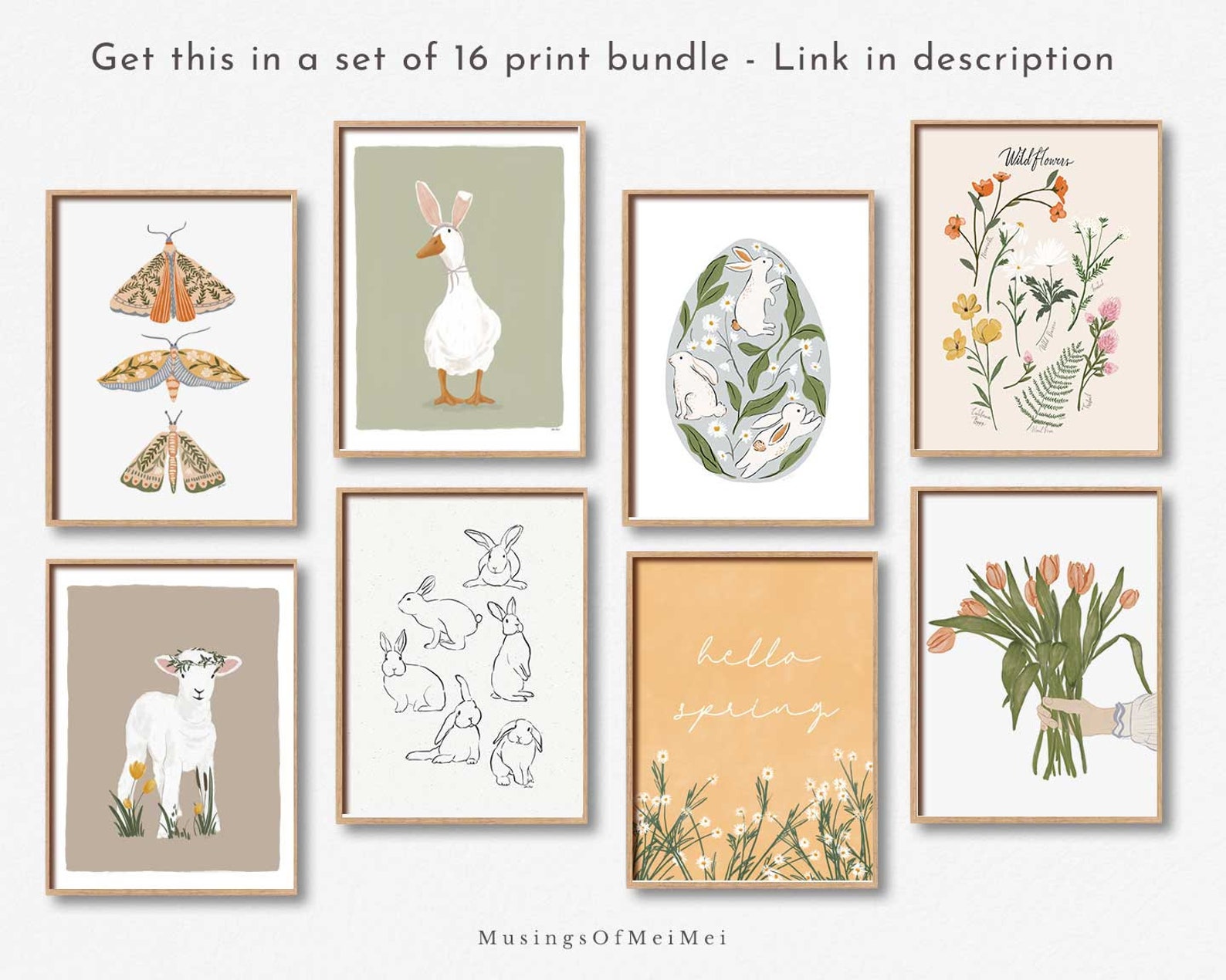 Hello Spring Wall Art, Printable Wall Art, Floral Art, Daisy Print ...