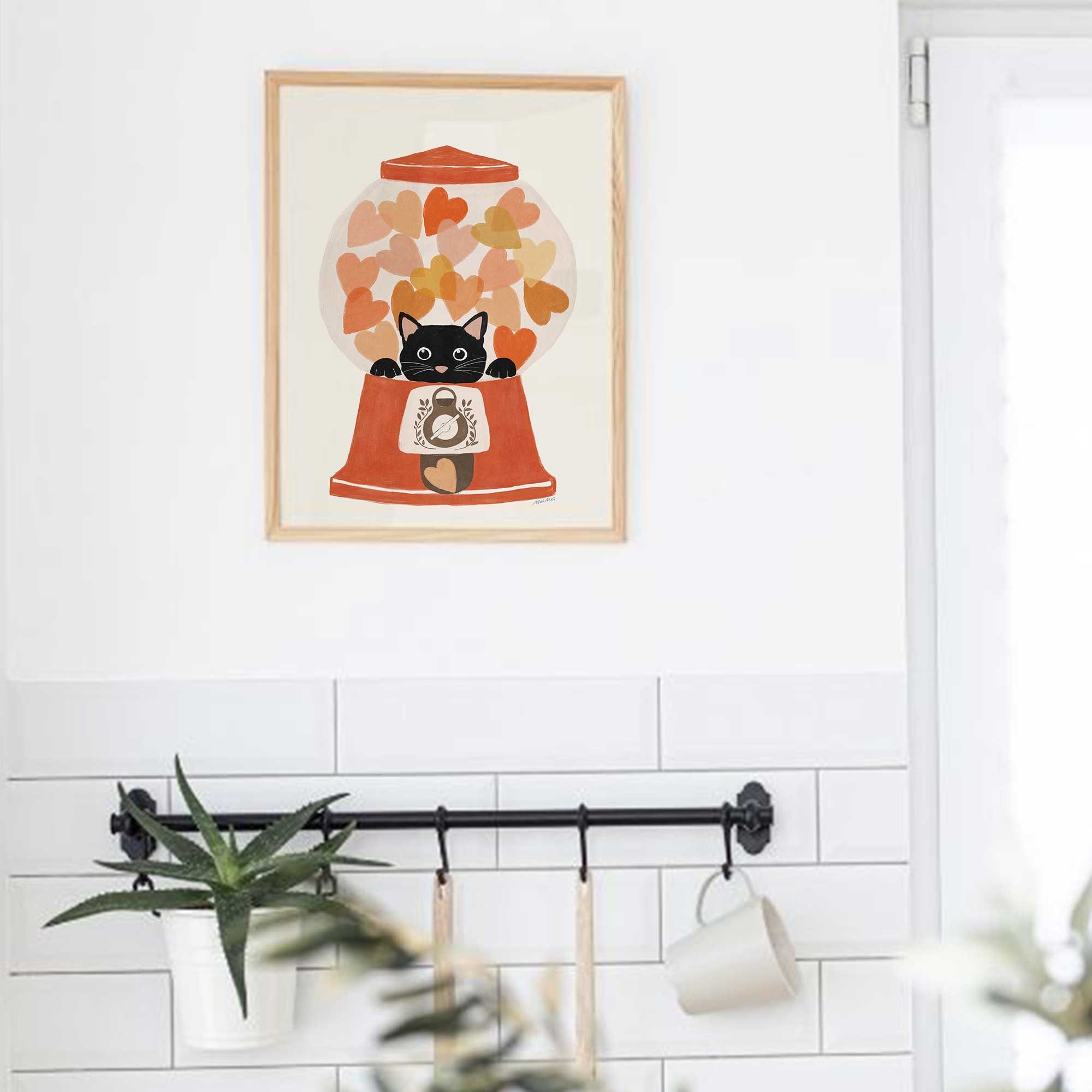 Cat in Candy Machine Print, Printable Wall Art, Black Cat Print, Cute ...