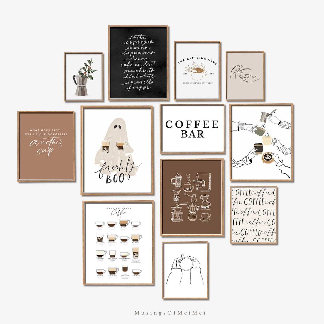 Coffee Bar Gallery Wall Art, Set of 12 Prints, Printable Wall Art ...