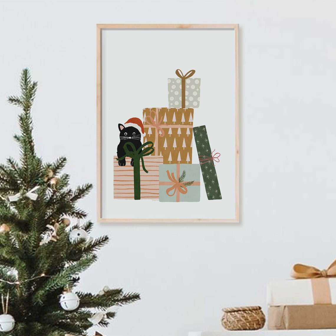 Christmas Cat Print Christmas Printables Christmas Presents - Etsy