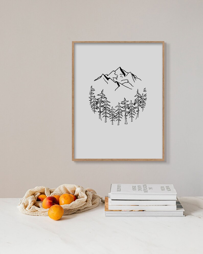 Forest Print Line Art Forest Minimalist Line Art Forest | Etsy